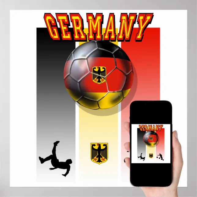 German flag of Germany soccer ball bicycle kick Poster | Zazzle