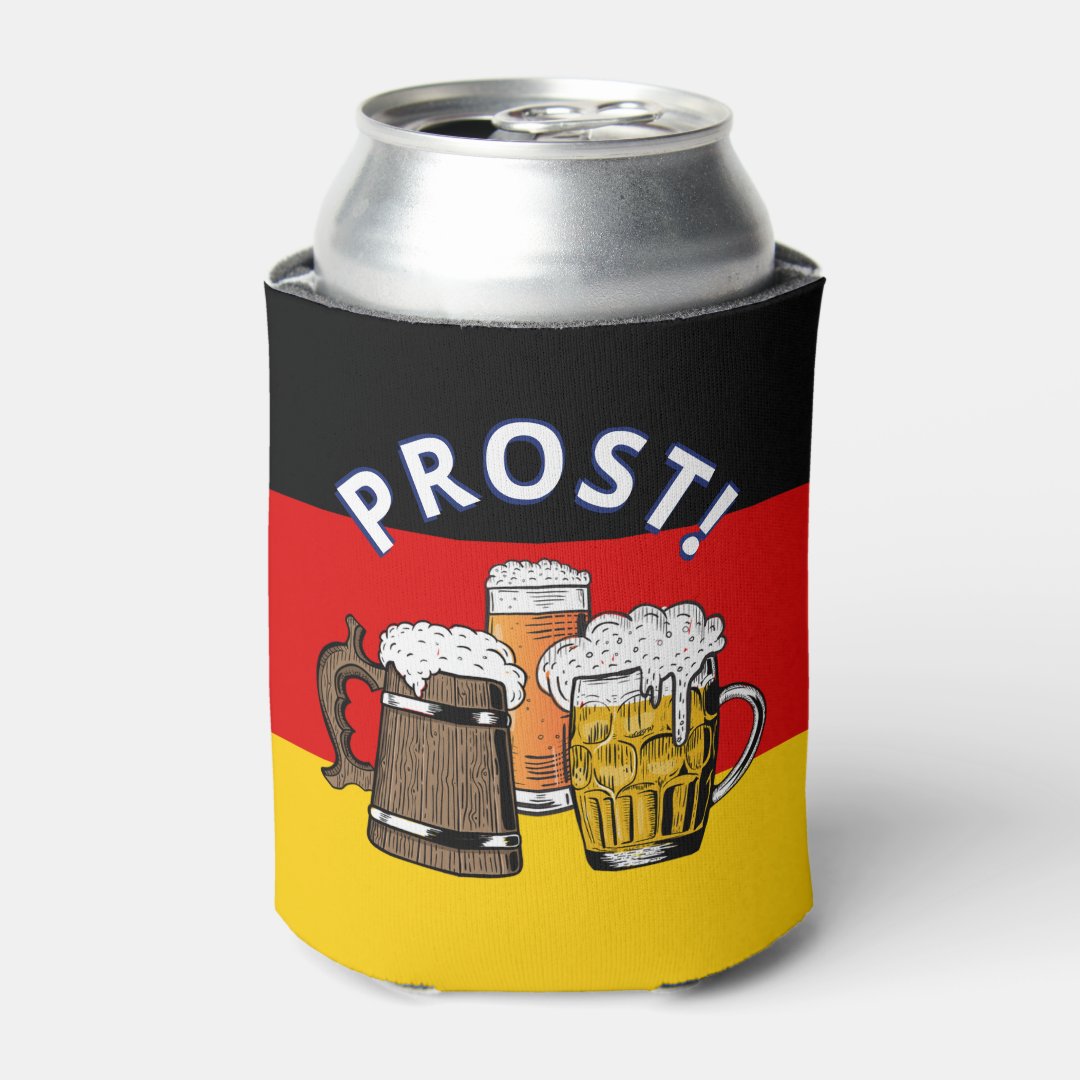 GERMAN FLAG Prost Cartoon Cheers Beers Can Cooler | Zazzle