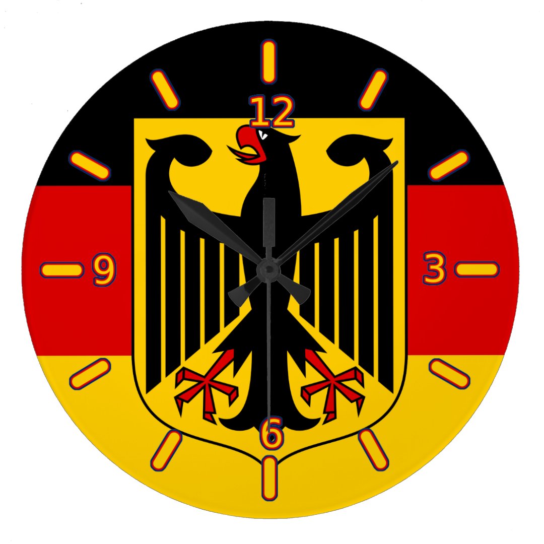 German Flag with Crest Clock (With Numbers) | Zazzle