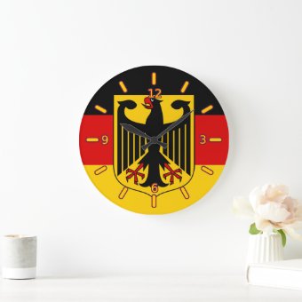 German Flag with Crest Clock (With Numbers) | Zazzle