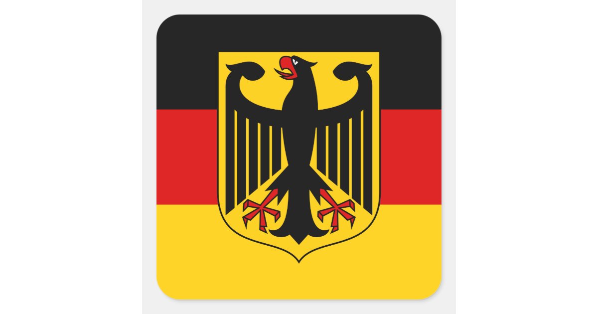 German Flag with Crest Sticker (Square) | Zazzle