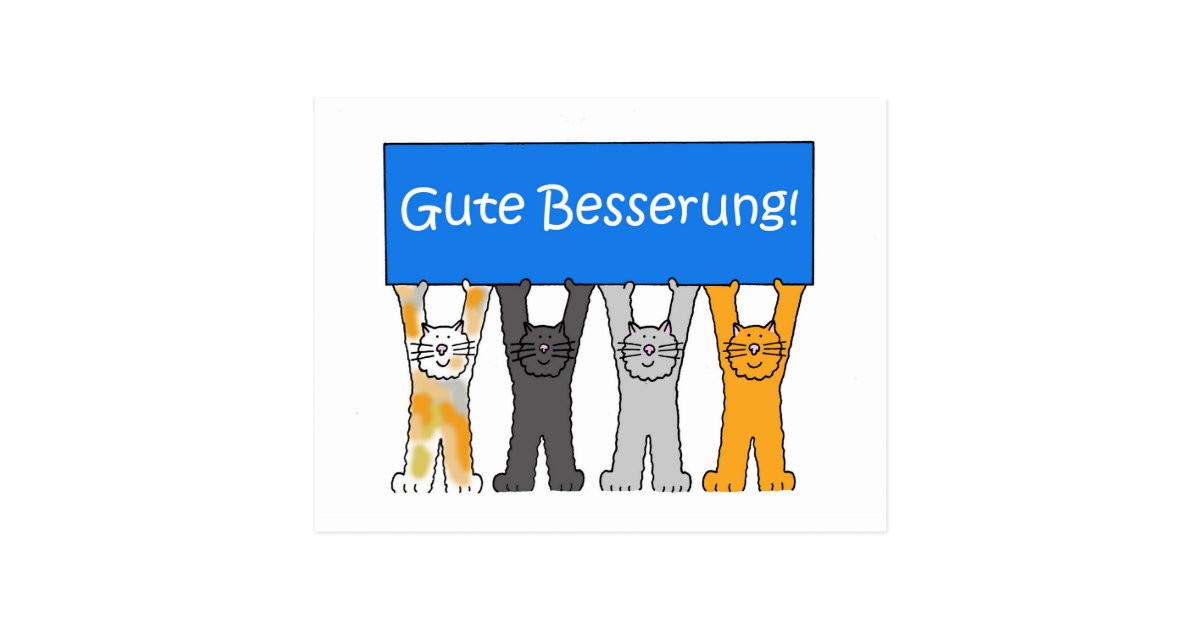 German Get Well Soon Cartoon Cats Postcard Zazzle german-get-well-soon-cartoon-cats-postcard-zazzle