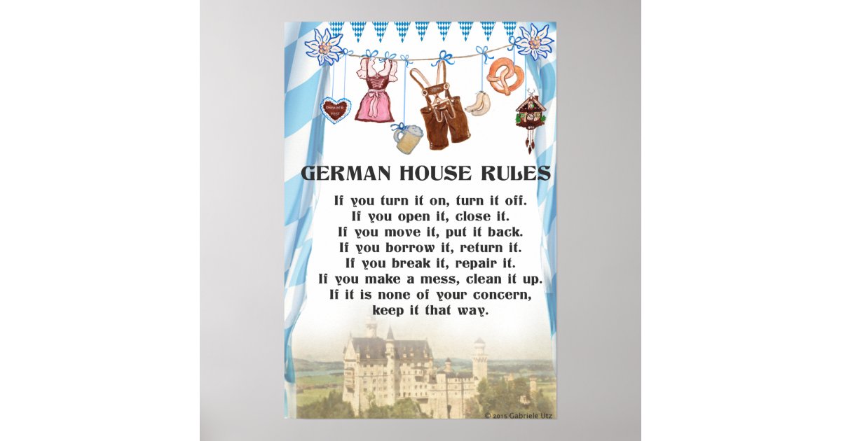 German House Rules Poster | Zazzle