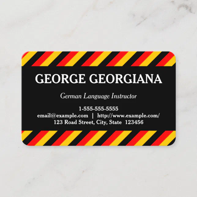 German Language Instructor Business Card | Zazzle