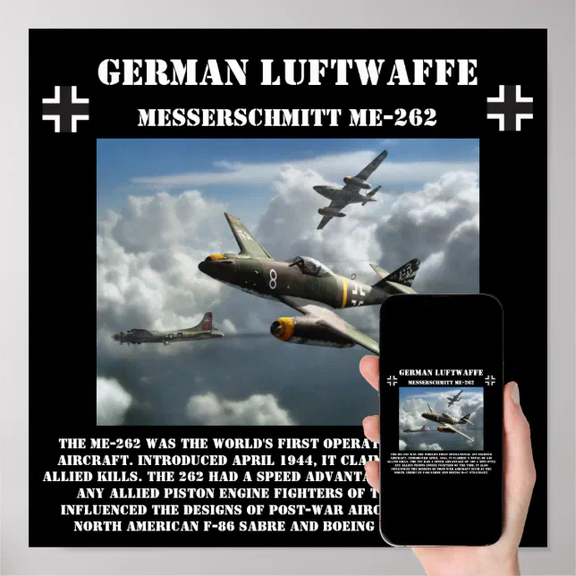 German Messerschmitt ME-262 Jet - World War II Poster | Zazzle
