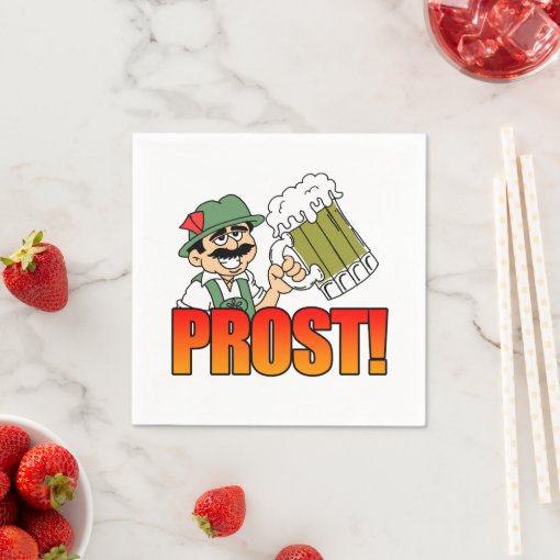 German Prost Party Napkins Cartoon Bier | Zazzle