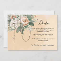 German Rosary Floral Funeral Condolence Sympathy Thank You Card | Zazzle