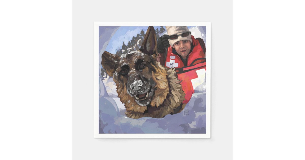 German Shepard Search and Rescue in the Snow Napkins | Zazzle