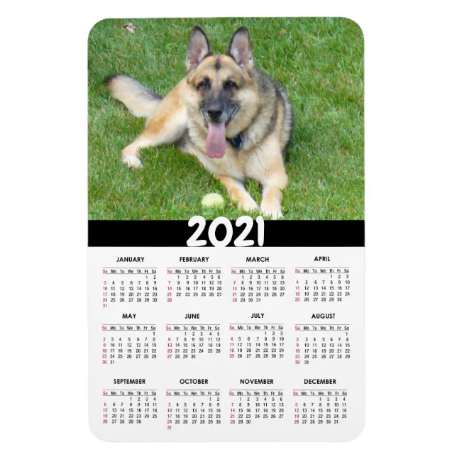 German Shepherd Dog | 2021 Custom Calendar Magnet | Zazzle