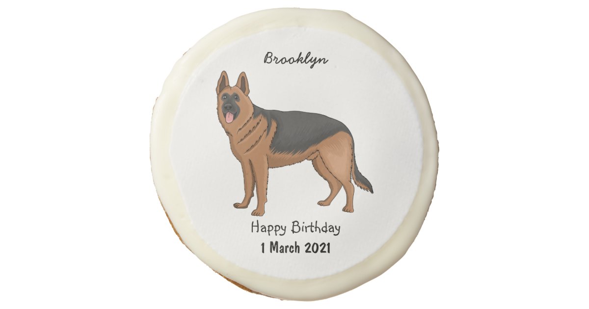 German shepherd dog cartoon illustration sugar cookie | Zazzle