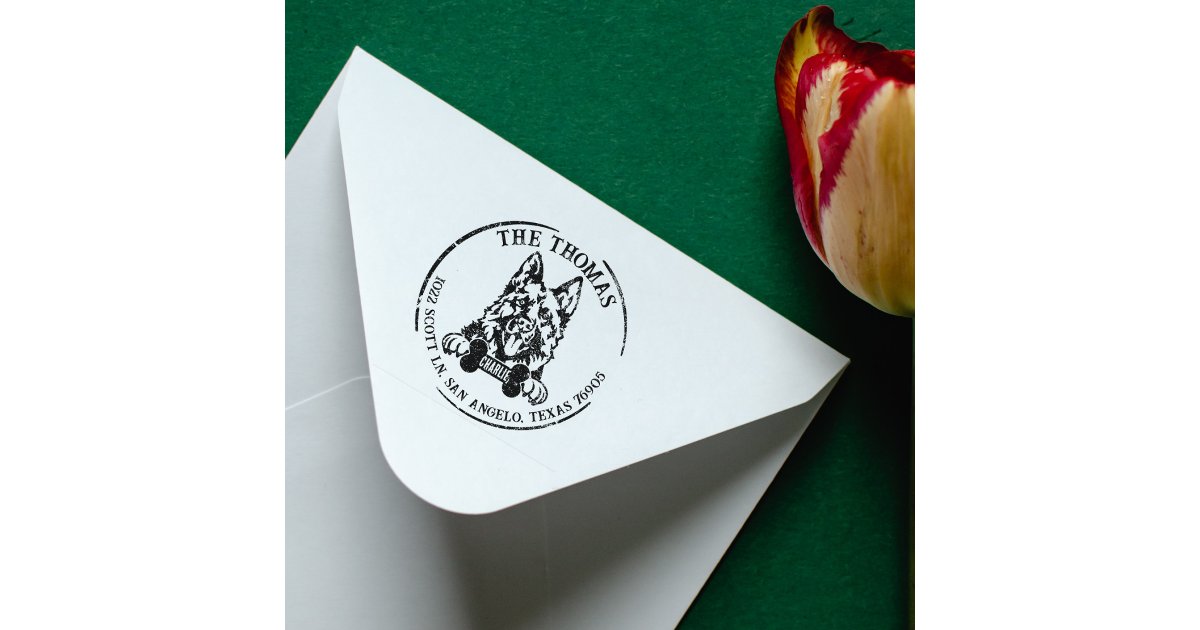 German Shepherd Dog Family Return Address Rubber Stamp | Zazzle