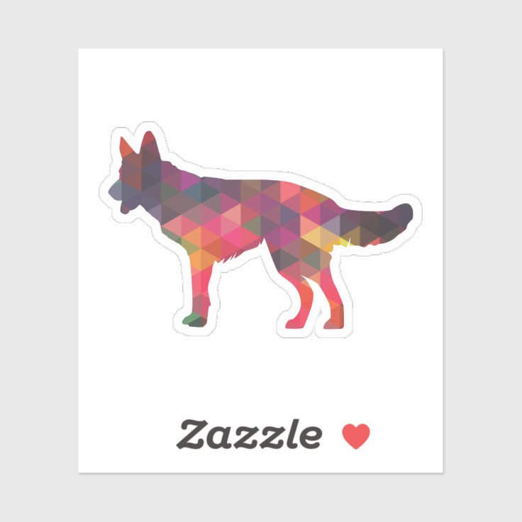 German Shepherd Dog Geometric Pattern Silhouette M Sticker | Zazzle