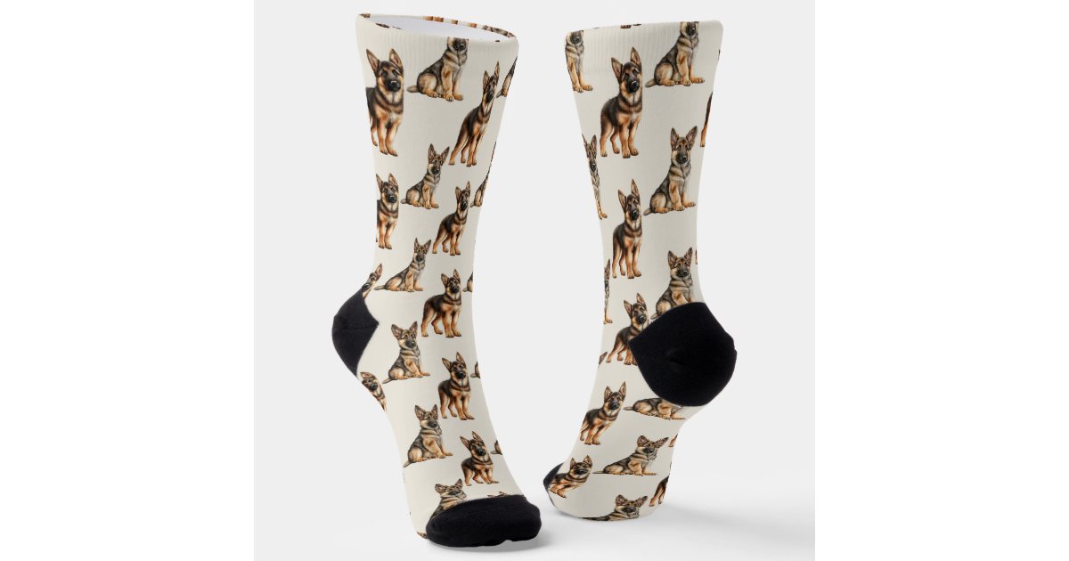 German Shepherd Dog Pattern Socks | Zazzle