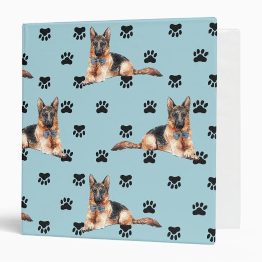 German Shepherd Dog Paw Prints Pattern 3 Ring Binder | Zazzle