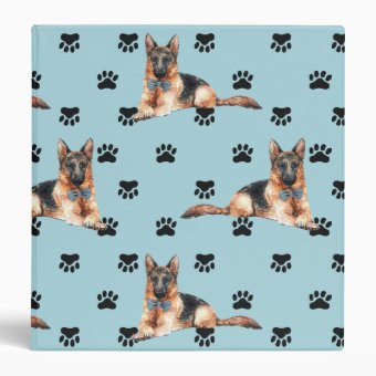 German Shepherd Dog Paw Prints Pattern 3 Ring Binder | Zazzle
