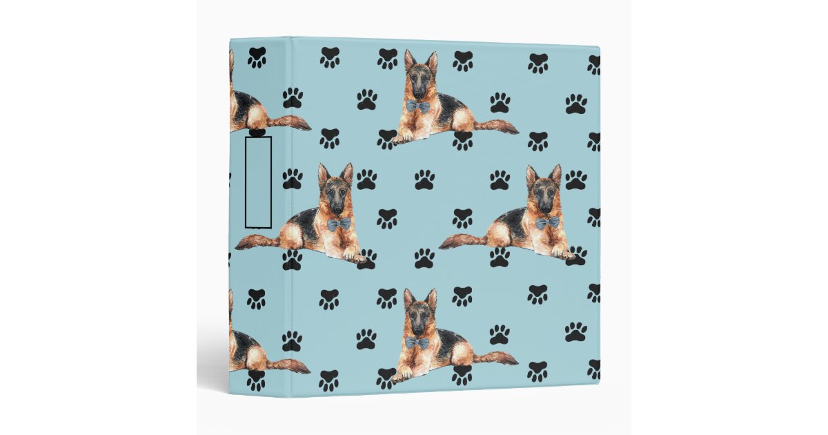 German Shepherd Dog Paw Prints Pattern 3 Ring Binder | Zazzle