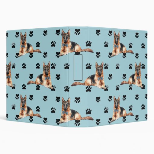 German Shepherd Dog Paw Prints Pattern 3 Ring Binder | Zazzle