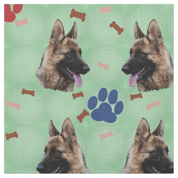 German Shepherd Pattern Fabric | Zazzle