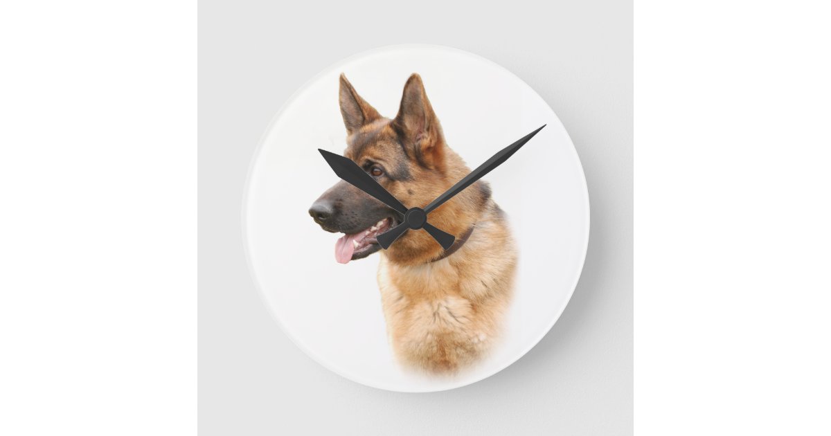 German shepherd dog round clock | Zazzle