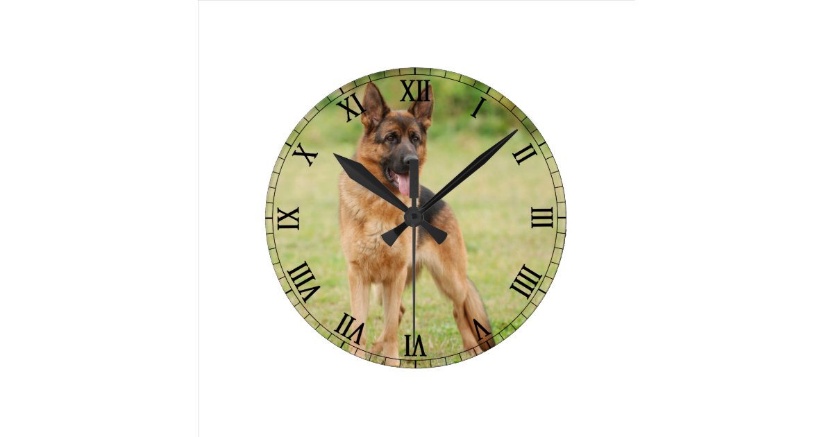 German shepherd dog round clock | Zazzle