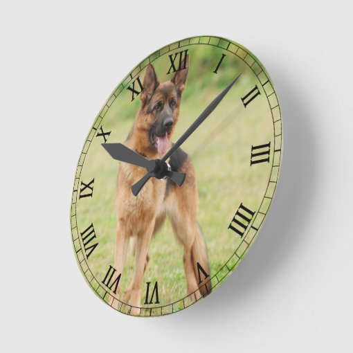German shepherd dog round clock | Zazzle