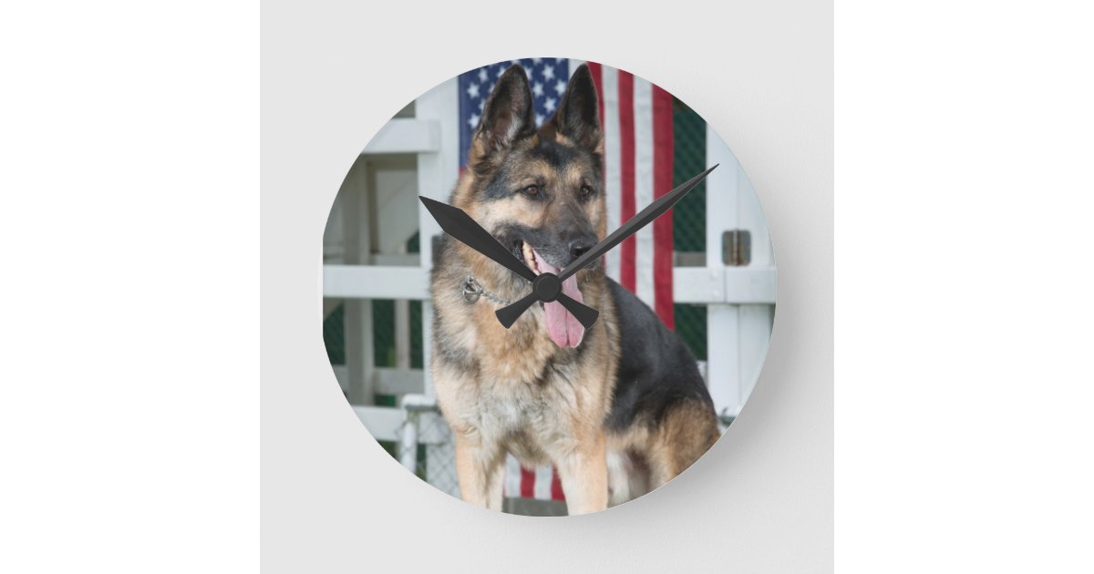 German Shepherd Dog Round Clock | Zazzle