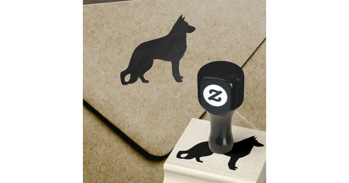 German Shepherd Dog Silhouette Rubber Stamp | Zazzle