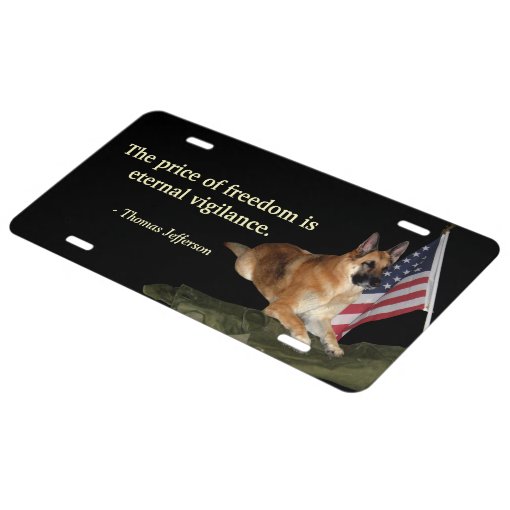 German Shepherd Freedom Front License Plate | Zazzle