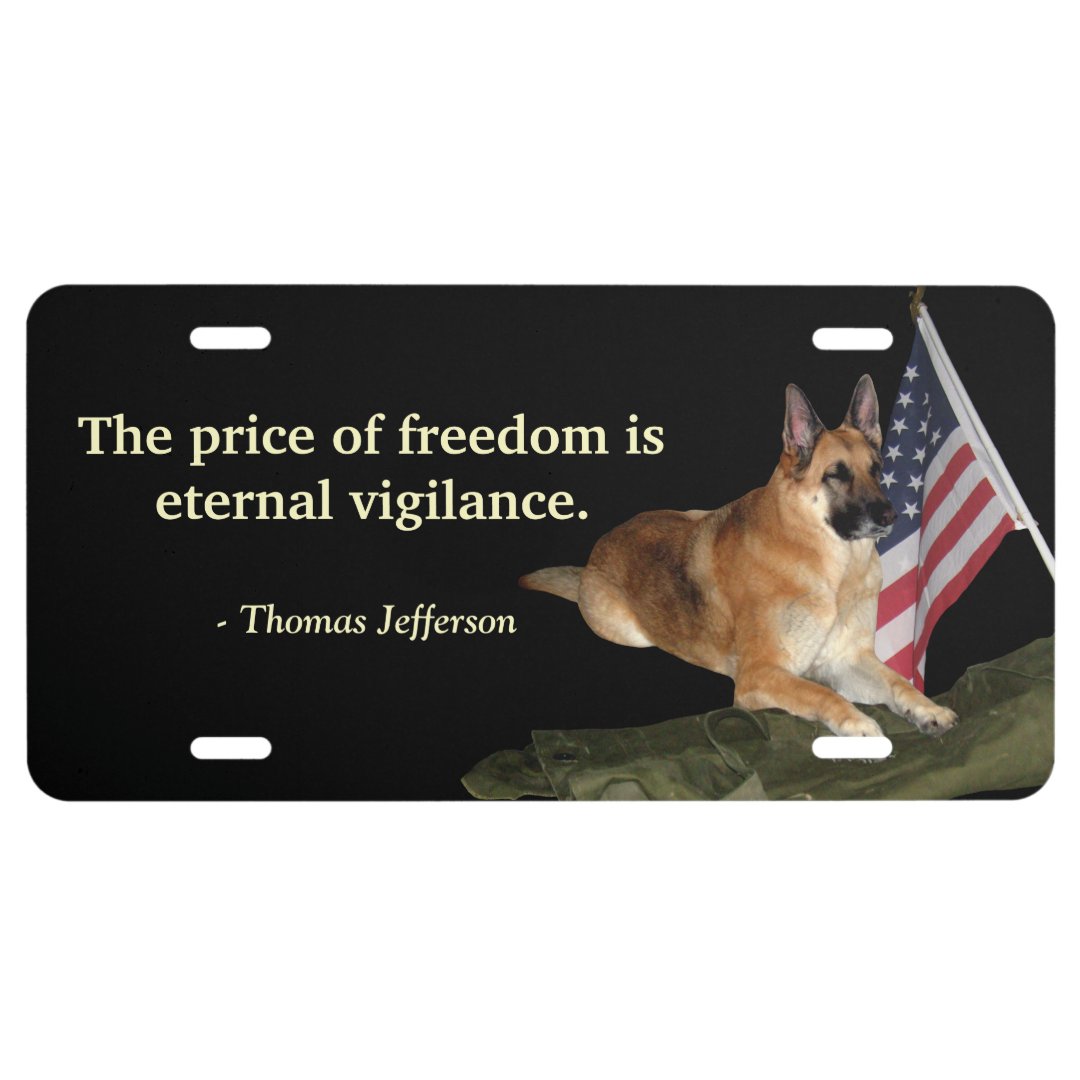 German Shepherd Freedom Front License Plate | Zazzle