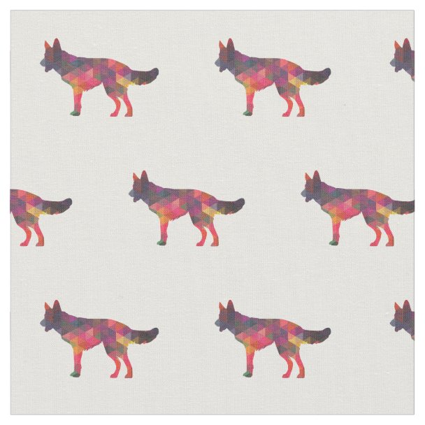 German Shepherd Dog Silhouettes GSD Pattern Fabric | Zazzle.com