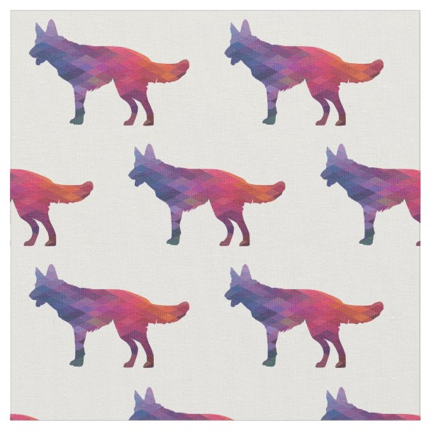 German Shepherd Dog Silhouettes GSD Pattern Fabric | Zazzle.com