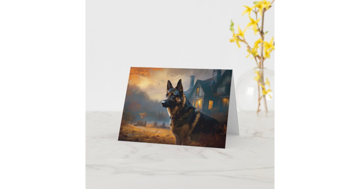 German Shepherd Halloween Scary Card | Zazzle