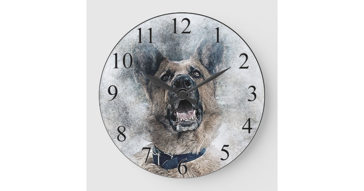 German Shepherd Large Clock | Zazzle