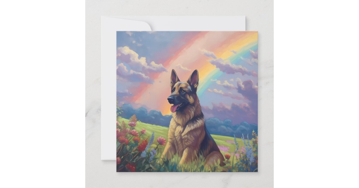 German Shepherd Memorial Custom Dog Name Rainbow | Zazzle