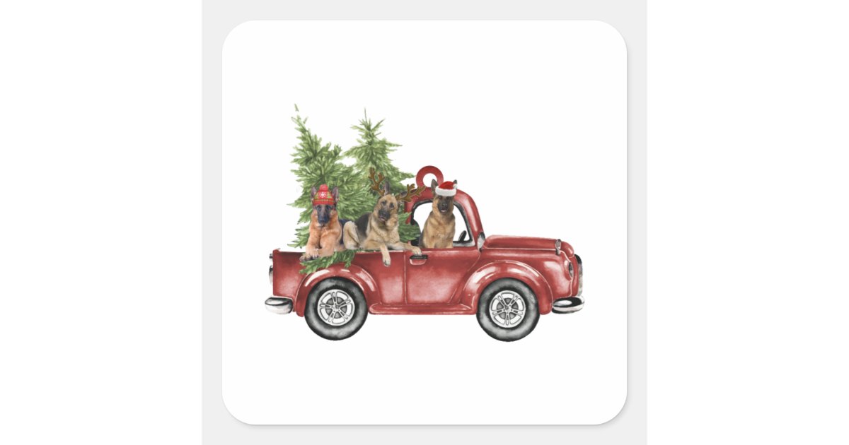 German Shepherd Merry Christmas Ideas Dog Cosplay Square Sticker | Zazzle