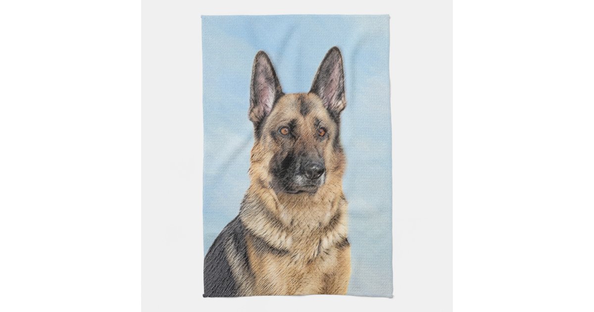 German Shepherd Painting - Cute Original Dog Art Kitchen Towel | Zazzle