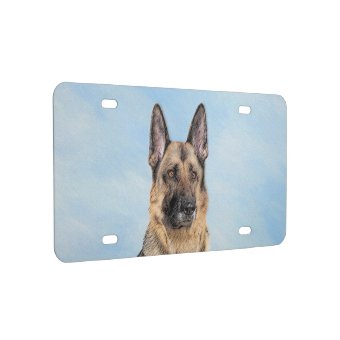 German Shepherd Painting - Cute Original Dog Art License Plate | Zazzle