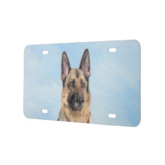 German Shepherd Painting - Cute Original Dog Art License Plate | Zazzle