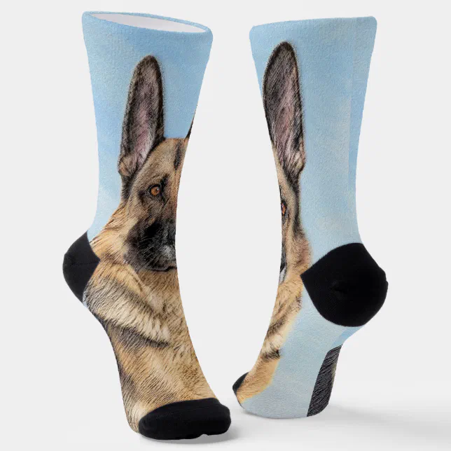 German Shepherd Painting - Cute Original Dog Art Socks | Zazzle