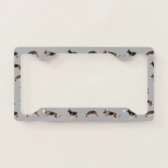 German Shepherd Pattern (Grey) License Plate Frame | Zazzle