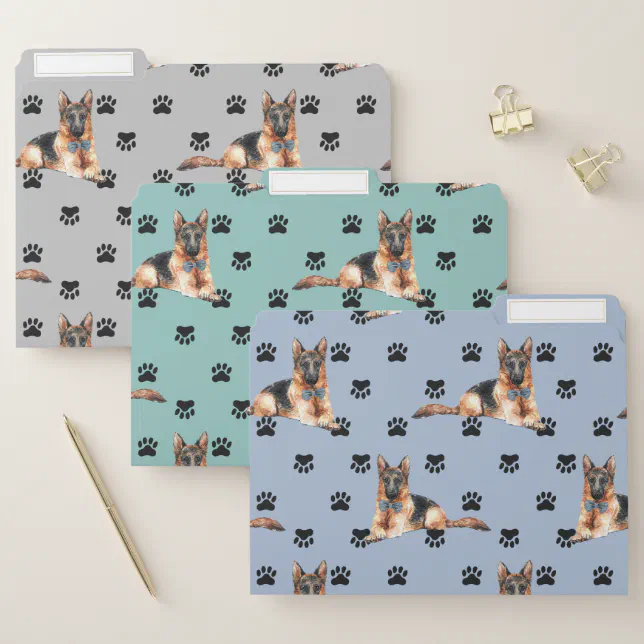 German Shepherd Paw Prints Pattern File Folder | Zazzle