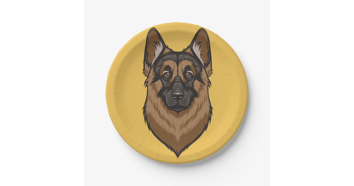 German Shepherd Portrait Paper Plates | Zazzle