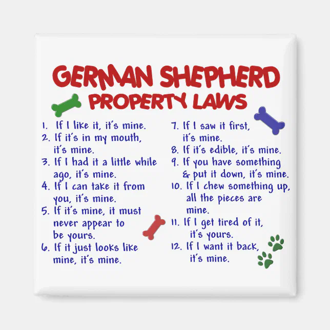 GERMAN SHEPHERD Property Laws 2 Magnet | Zazzle