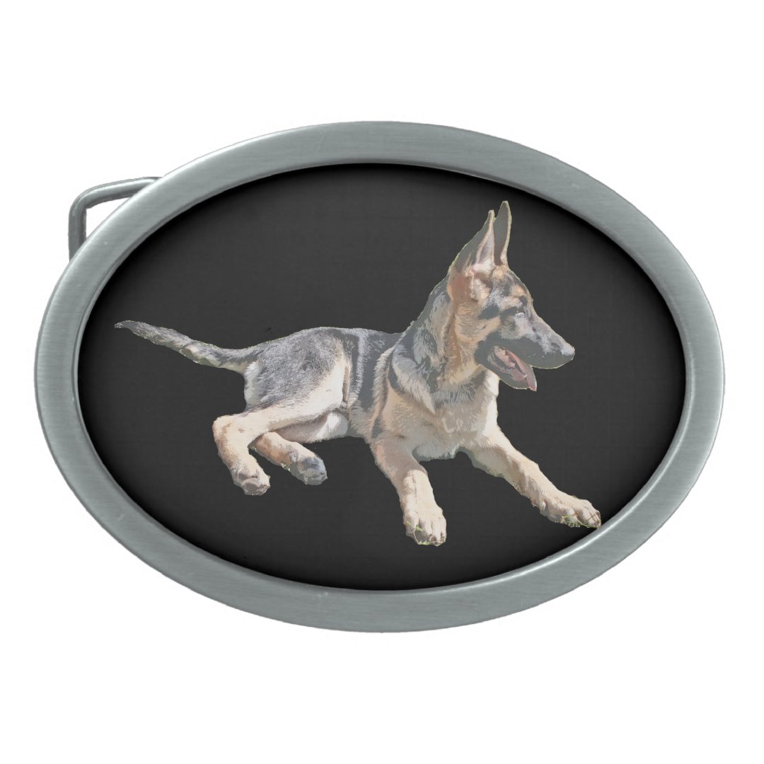 German Shepherd pup Oval Belt Buckle | Zazzle