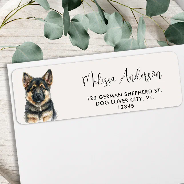 German Shepherd Puppy Dog Cute Return Address Label | Zazzle