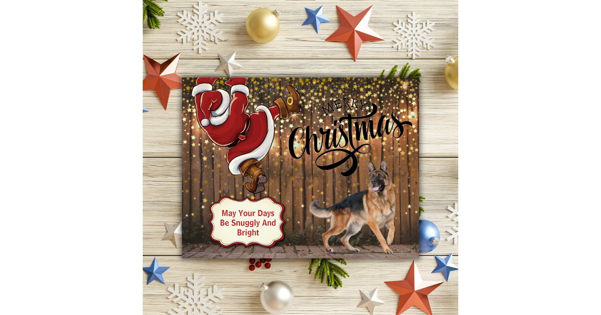 German Shepherd Santa Christmas Postcard | Zazzle