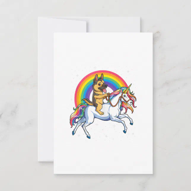 German Shepherd Unicorn Women Space Galaxy Rainbow RSVP Card | Zazzle