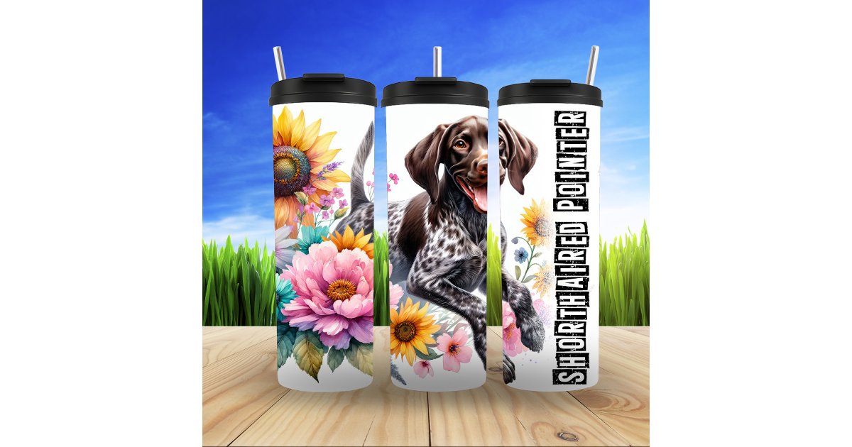 German Shorthaired Pointer Bloom Thermal Tumbler | Zazzle