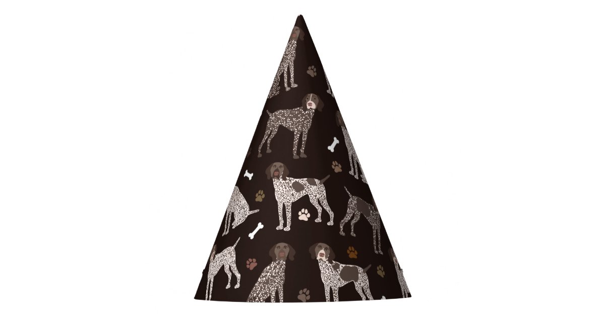 German Shorthaired Pointer Dog Bone and Paw Print Party Hat | Zazzle