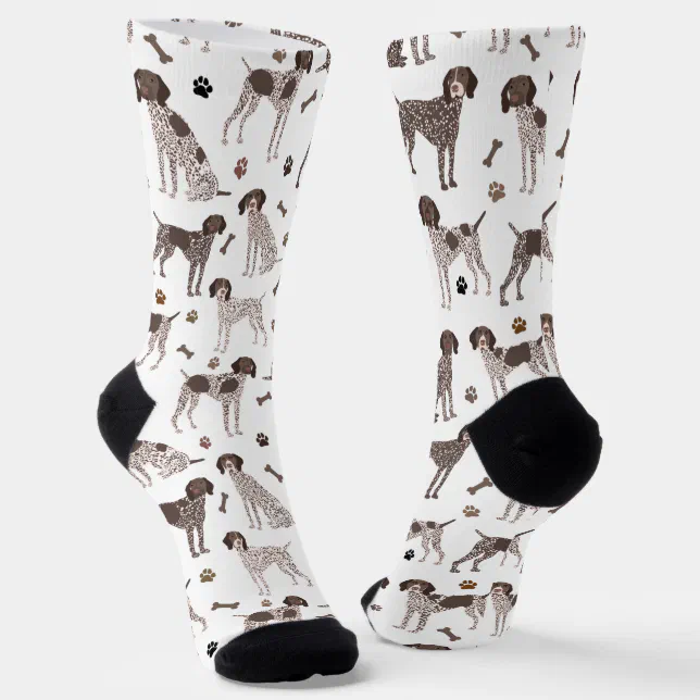 German Shorthaired Pointer Dog Bone and Paw Print Socks | Zazzle
